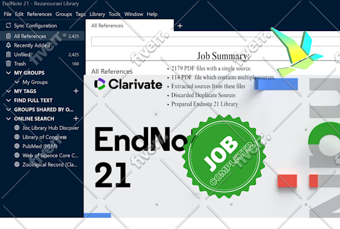 Find and manage references and pdfs, in mendeley, endnote, zotero or citavi by Malikawan86 | Fiverr