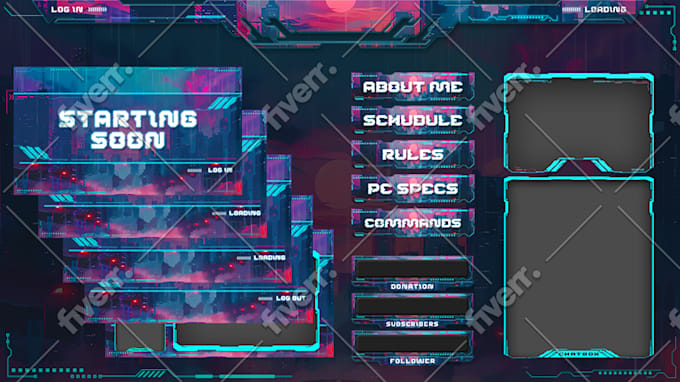 Create custom twitch overlay and logo for streamer by Beegrvs | Fiverr