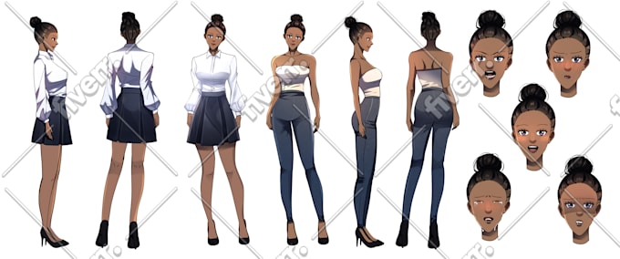 Draw anime, manhwa, webtoon character sheet for you by Zakinaputri | Fiverr