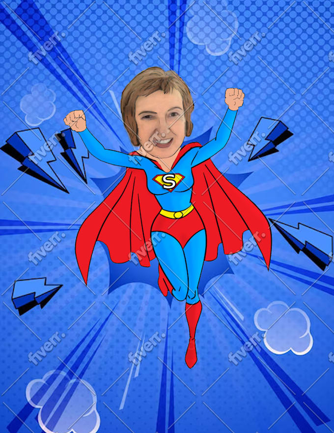 Create your superman superwoman cartoon by Gurucreative | Fiverr