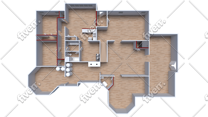 Design autocad realistic 2d 3d floor house cad plan render residential ...
