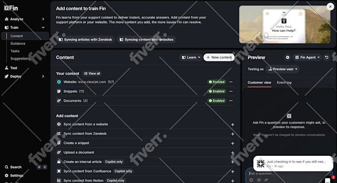 Setup intercom chatbot intercom product tours zendesk fin ai tidio manychat by Seyicrm_lord | Fiverr