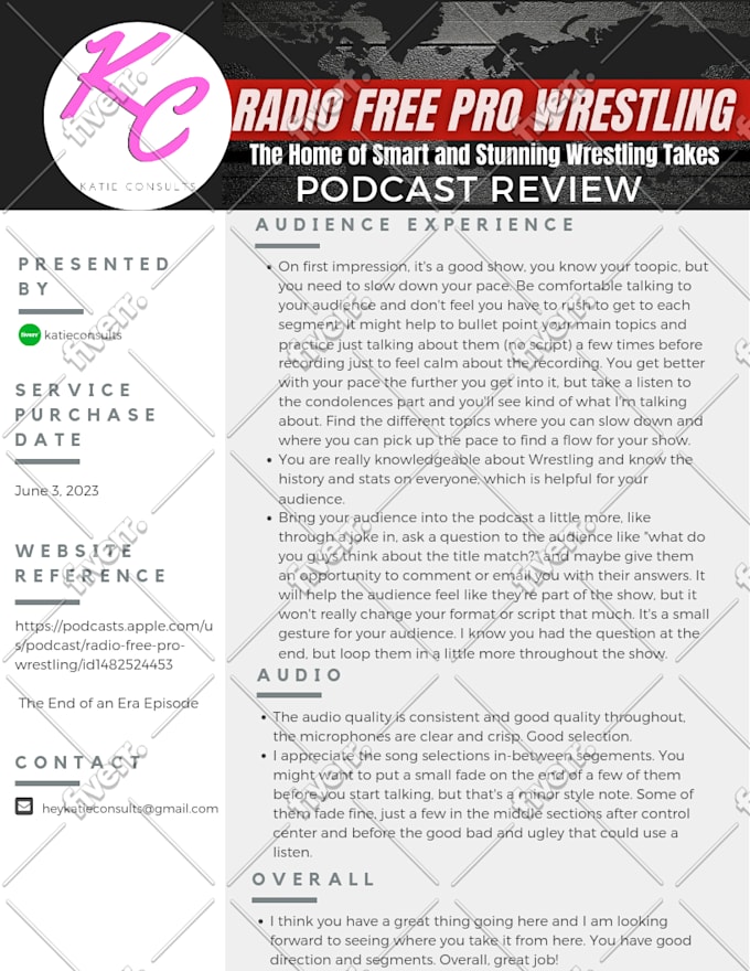 Review your podcast and give honest feedback by Katieconsults | Fiverr