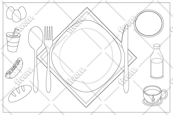 coloring pages of place setting
