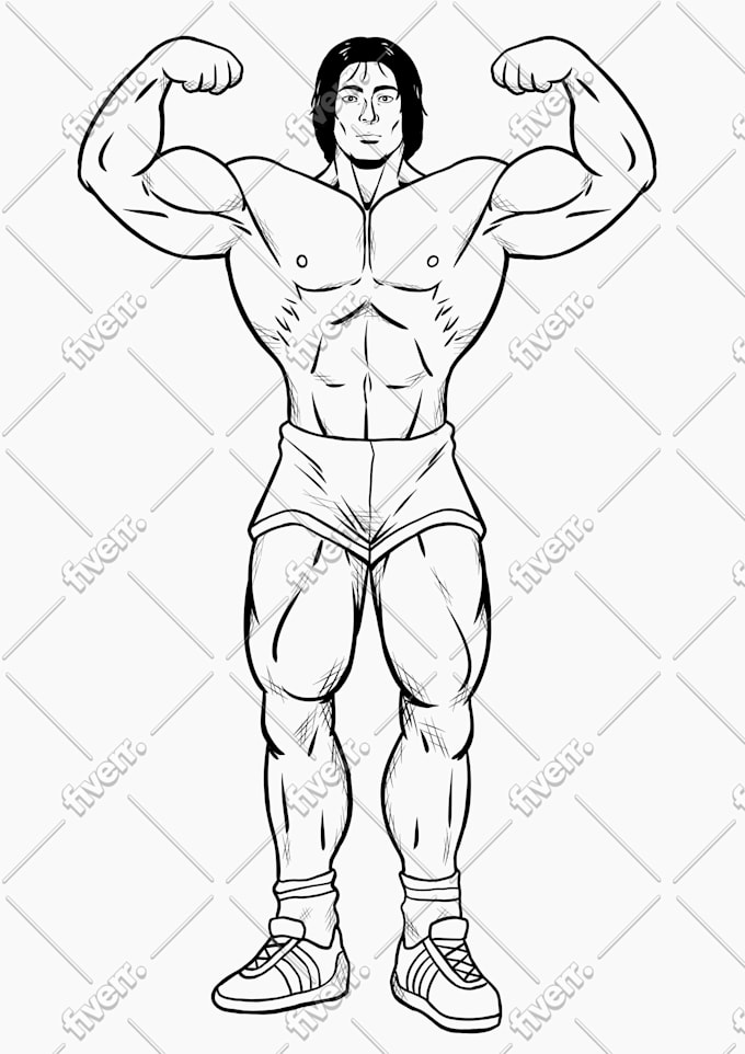 Draw muscled gay bara sketch, lineart and flat nsfw sfw by Hecarito ...