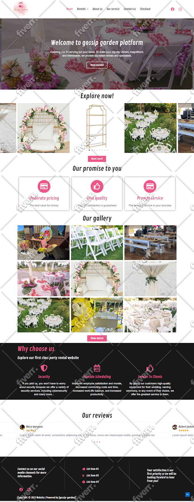 Design party rentals website, event rentals website or party by ...
