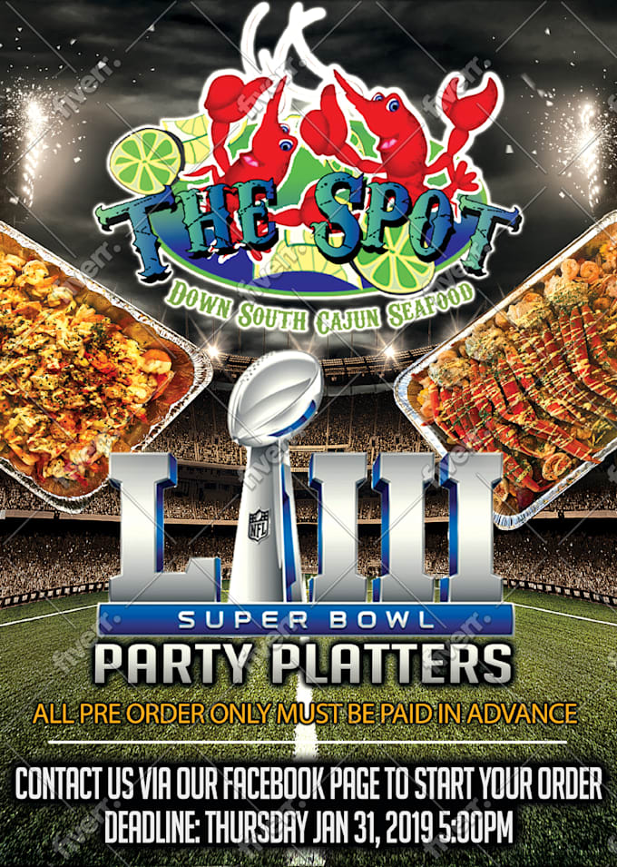 Design a custom super bowl flyer for superbowl 53 rams v patriots by ...