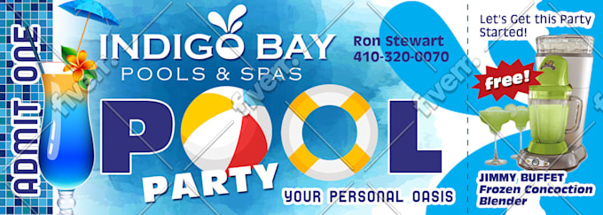 Design pool party ticket invitation by Terlichko | Fiverr