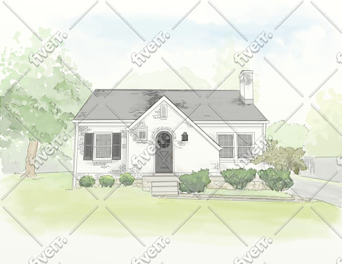 Pencil or watercolor sketch your house by Konco
