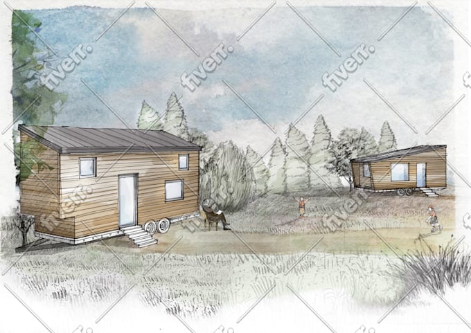 Make artist impression drawing for your architecture project by Edwinan