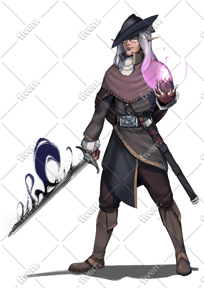 Illustrate an original medieval fantasy character by Custin