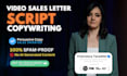 Write video script and vsl copywriting for sales video by Francescatrdd | Fiverr