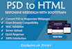 Convert psd,ai,xd to html responsive with css, bootstrap, js by ...