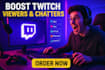 Do twitch channel promotion, to boost twitch live viewers and chatters ...