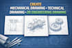Create mechanical drawing, technical drawing, and 2d engineering ...