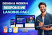 Diseñaré una página de aterrizaje moderna y responsive usando html css js