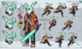 Pixel art charakter-sprite-sheet, pixel-animation, spielkunst erstellen