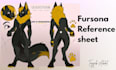 Draw a detailed furry reference sheet character design anthro oc ...