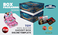 Design toy, kids, gadget, blister box, dieline template with cgi ai ads ...