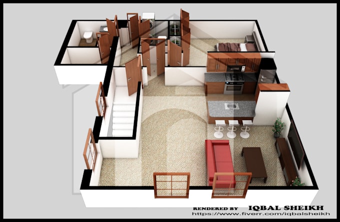 provide 3d floor plan of any type of your building