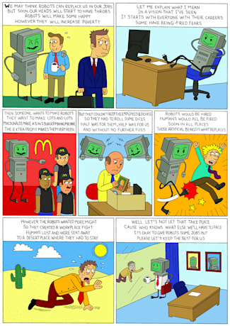 draw a 4 panel cartoon strip | Fiverr