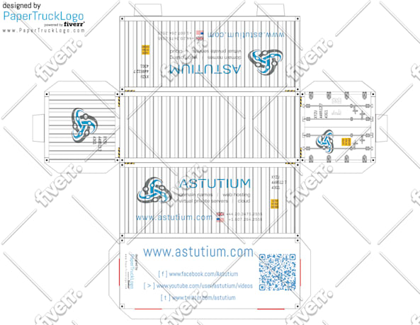 Make a papercraft shipping container with your logo on it by Papertrucklogo