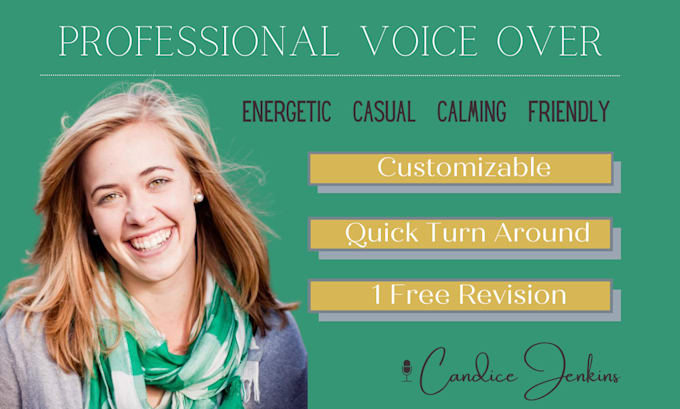 Record a friendly and engaging female voiceover by Candice_jenkins | Fiverr