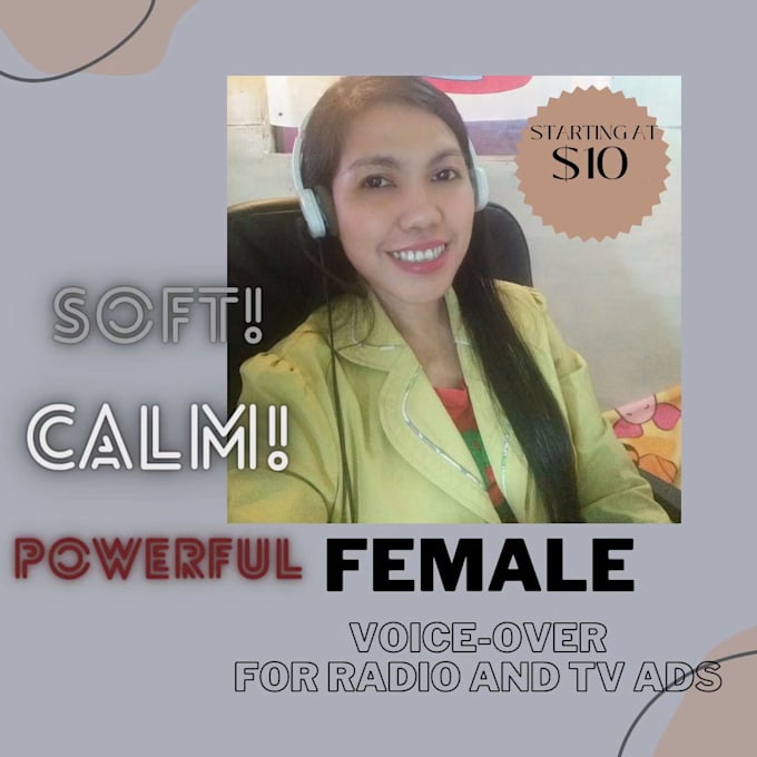 Create a soft and calm female voice over for your audio and video ...
