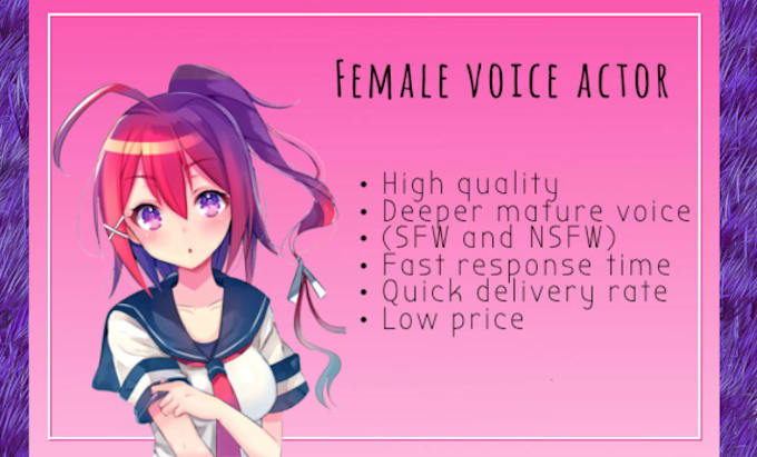 Record a professional female voice over for you by Tsukiyomi23 | Fiverr