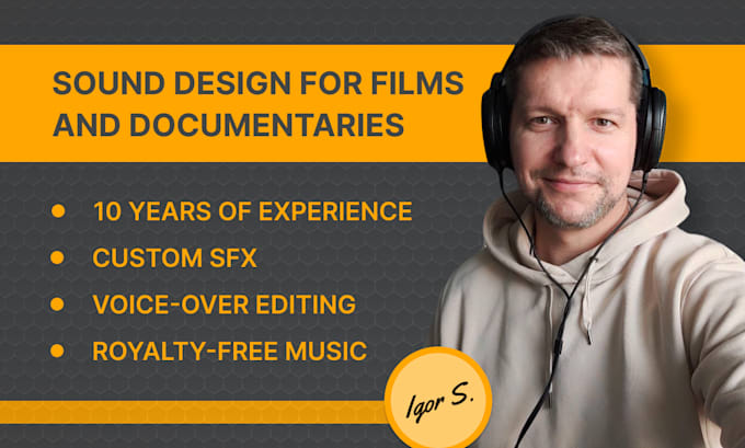 Expertly sound design your film or documentary by Safroigor | Fiverr