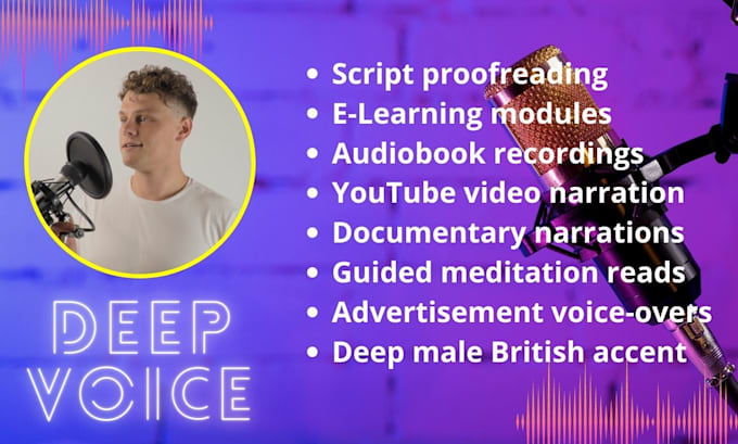 Record a pro deep male voice over by Drikke1997 | Fiverr