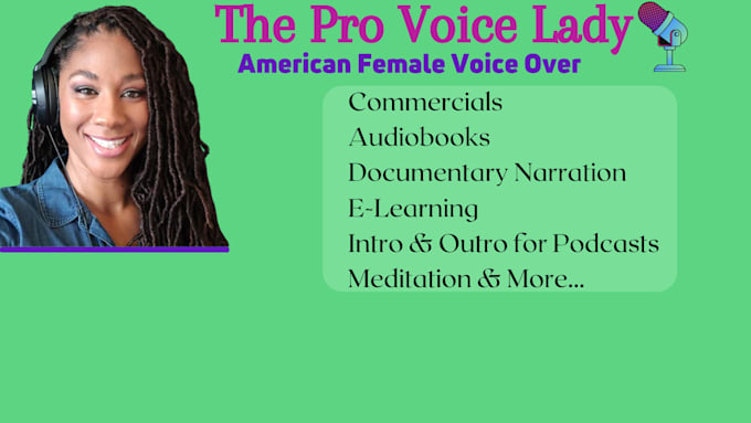 Record an engaging professional american female voice over by ...
