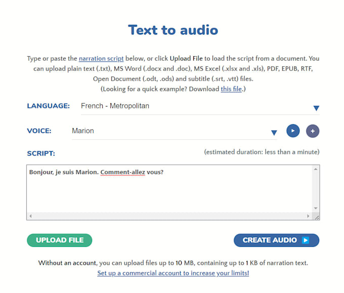 Convert your text to an audio file by Adamelwali175 | Fiverr