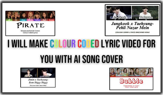 Make color coded lyric video for you with ai song cover by Zohawaseem23 | Fiverr
