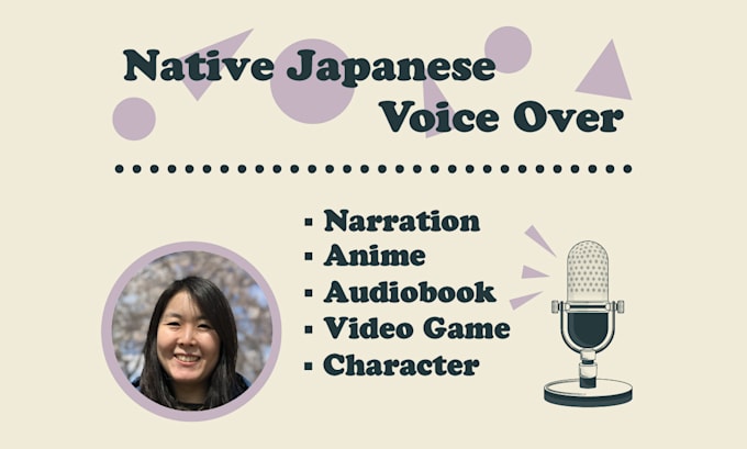 Provide native japanese female voice over with translation by Akiko ...