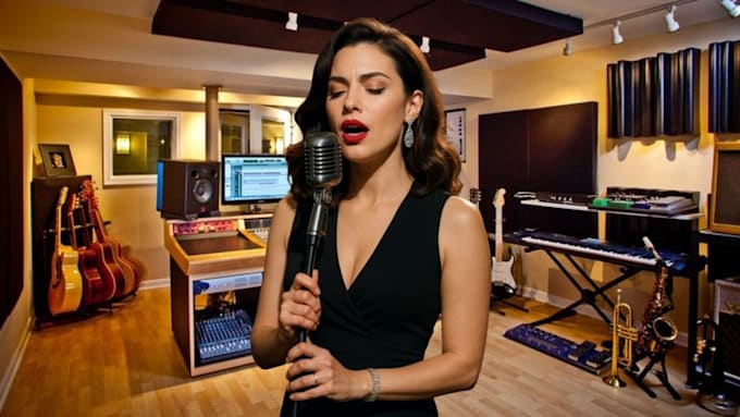 Be your powerful female singer, pop, edm, rock metal vocal and write ...