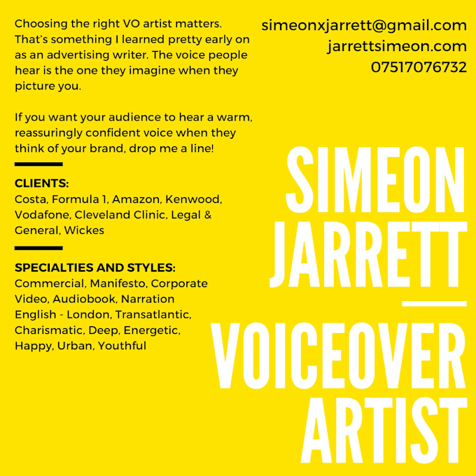 Voiceover a wide range of commercial videos, via professional home ...