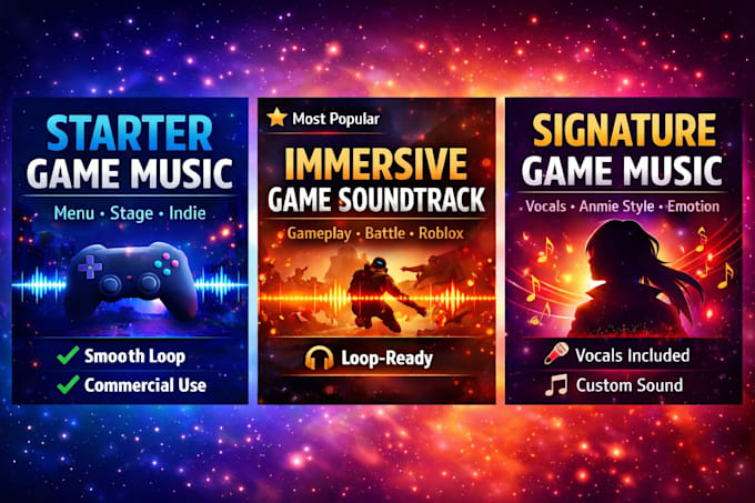 Create immersive game music soundtrack roblox or anime style sound for ...