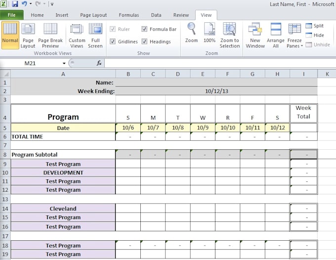 Create automated time sheets in excel by Brubaker29