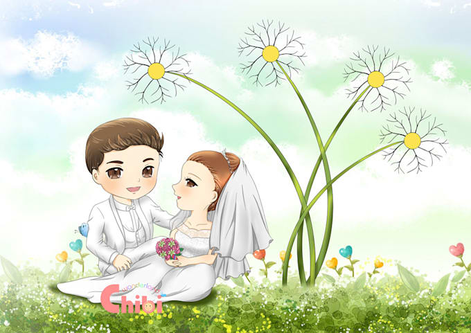 Draw super cute chibi for wedding couple by Chibiwonderland
