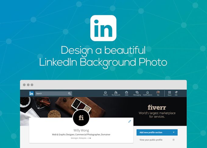 design LinkedIn background photo or cover header