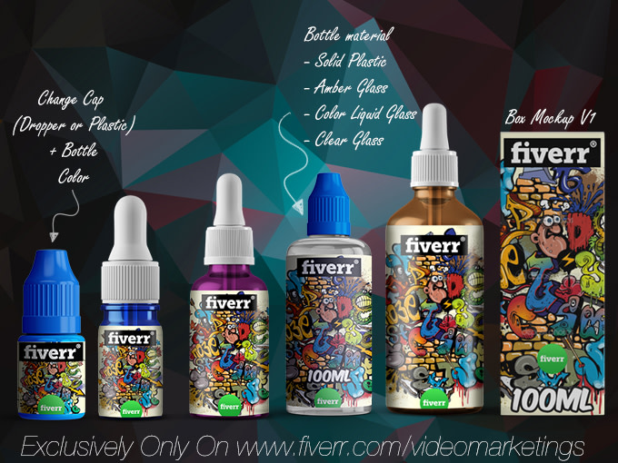 Design a vape e juice e liquid dropper bottle mock up by Videomarketings