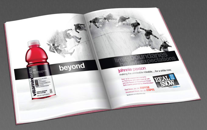 Mock up your full spread advertisement in a magazine by Designfix