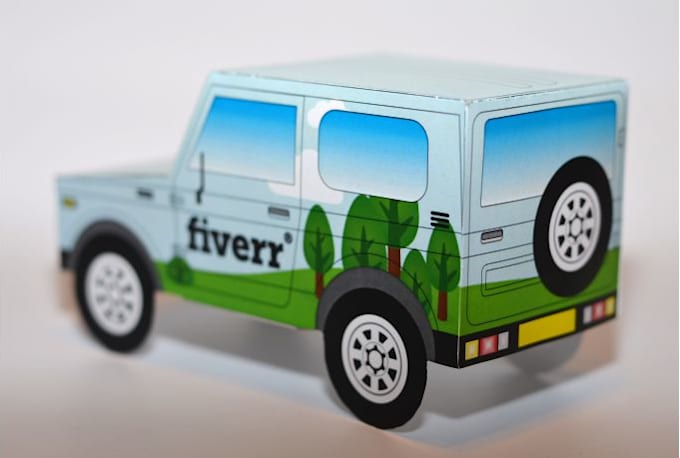 Make a papercraft suzuki samurai with your logo on it by Lucianaurelian
