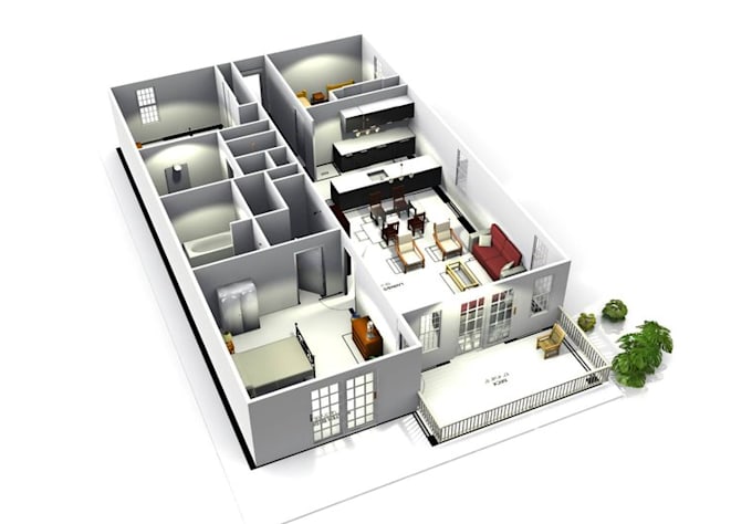 Draw a 3d floorplan of your home or building by Onearmedgraphic