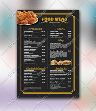 Design a custom appealing restaurant menu and price list by Shininggraphics