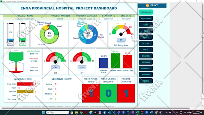 Create a microsoft excel project management dashboard by Vusishongwe ...