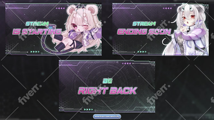 Design anime vtuber stream overlay loading screens by Antivvibu | Fiverr