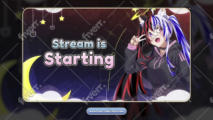 Design anime vtuber stream overlay loading screens by Antivvibu | Fiverr