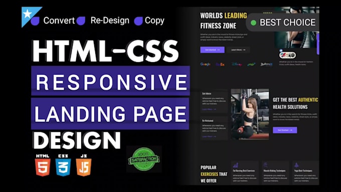 Design a modern, unique, and responsive html landing page by Coder ...